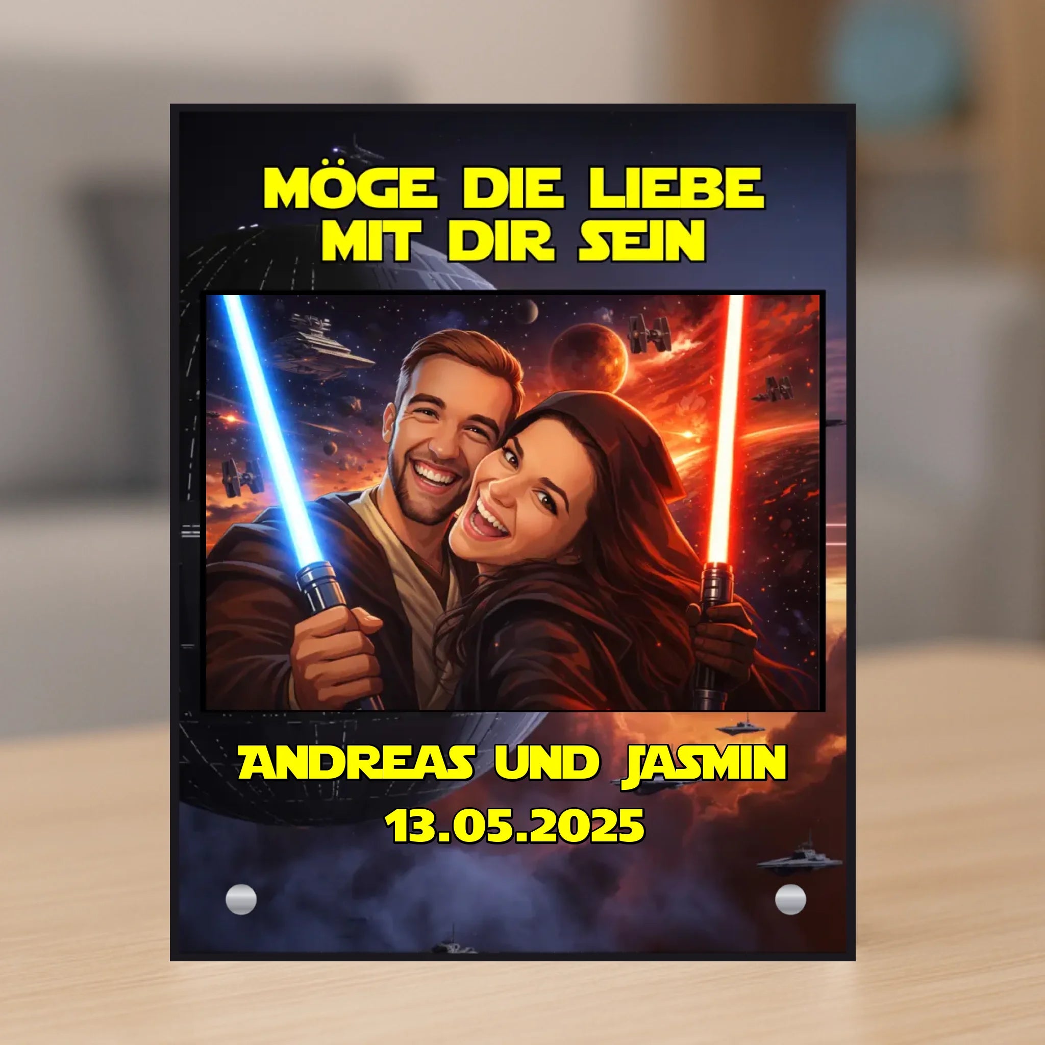 Möge die Liebe - Glasaufsteller (personalisierbar für beide)